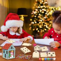 China christmas houses decorations Christmas House Craft for Kids Wooden Christmas Cabin Craft Kits for sale