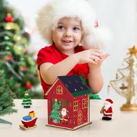 China christmas houses decorations Christmas House Craft for Kids Wooden Christmas Cabin Craft Kits for sale