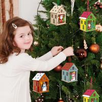 China christmas houses decorations Christmas House Craft for Kids Wooden Christmas Cabin Craft Kits for sale