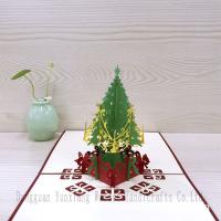 China Wooden Product Holiday Merry Christmas 3D Pop up Greeting Cards Wooden Cards for sale