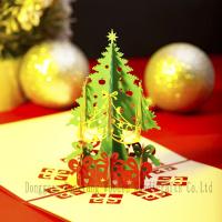 China Wooden Product Holiday Merry Christmas 3D Pop up Greeting Cards Wooden Cards for sale