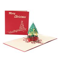China Wooden Product Holiday Merry Christmas 3D Pop up Greeting Cards Wooden Cards for sale