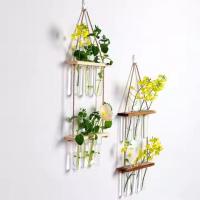 China hot-selling Wall Hanging Planter  2 Tiered Plant Propagation Station  With Wooden Stand & Glass Planter home decor for sale