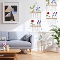 China hot-selling Wall Hanging Planter  2 Tiered Plant Propagation Station  With Wooden Stand & Glass Planter home decor for sale