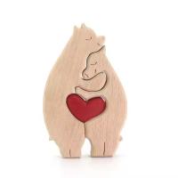 China wooden Bear Family Wooden Puzzle Chinese Factory-Made  Fun Wooden Toy and  Chic Home Decoration for sale