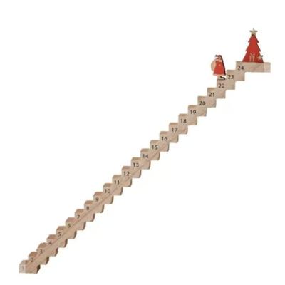 China Wood Stairs Climbing Santa Traveling Christmas Advent Calendar, Creative Santa Claus Traveling Countdown Calendar for sale