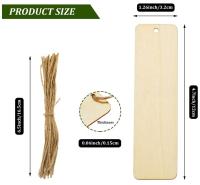 China Customize Wood Blank Bookmarks DIY Wooden Craft Bookmark Unfinished Wood Hanging Tags Rectangle Shape Blank Bookmark Ornaments for sale