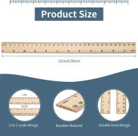 China High Quality 30cm Wooden Rulers Double Sided 2 Scale School Ruler Measuring For Home Student Office Use for sale