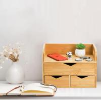 China 3-Tier Bamboo Desk Organizer, Mini Bamboo Desk Drawer Tabletop Storage Box Countertop Organization - Office, Makeup Vanity for sale