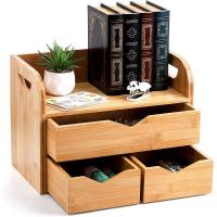 China 3-Tier Bamboo Desk Organizer, Mini Bamboo Desk Drawer Tabletop Storage Box Countertop Organization - Office, Makeup Vanity for sale