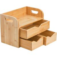 China 3-Tier Bamboo Desk Organizer, Mini Bamboo Desk Drawer Tabletop Storage Box Countertop Organization - Office, Makeup Vanity for sale