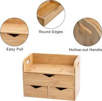 China 3-Tier Bamboo Desk Organizer, Mini Bamboo Desk Drawer Tabletop Storage Box Countertop Organization - Office, Makeup Vanity for sale