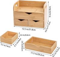 China 3-Tier Bamboo Desk Organizer, Mini Bamboo Desk Drawer Tabletop Storage Box Countertop Organization - Office, Makeup Vanity for sale
