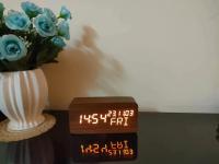 China Custom Modern MDF Wooded LED Alarm Digital Desk Clock Thermometer Classical Smart Clock for sale