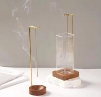 China Wood Incense Holder for Sticks with Glass Ash Catcher, Incense Burner for Meditation Yoga Spa Room Decor for sale