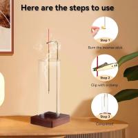 China Wood Incense Holder for Sticks with Glass Ash Catcher, Incense Burner for Meditation Yoga Spa Room Decor for sale