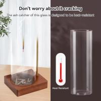 China Wood Incense Holder for Sticks with Glass Ash Catcher, Incense Burner for Meditation Yoga Spa Room Decor for sale
