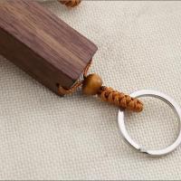 China Walnut Wood Keychain Phone Holder Multifunctional Key Ring Gift for sale