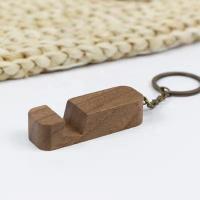 China Walnut Wood Keychain Phone Holder Multifunctional Key Ring Gift for sale