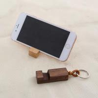 China Walnut Wood Keychain Phone Holder Multifunctional Key Ring Gift for sale