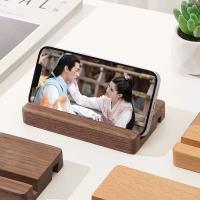 China Wood Cell Phone Stand Wooden Mobile Phone Holder Universal Portable Desktop Smartphone Stand for sale