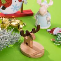 China Natural Wooden Cell Phone Stand, Ecofriendly Smartphone Holder, Cute Cartoon Deer Office Mobile Phone Base for sale
