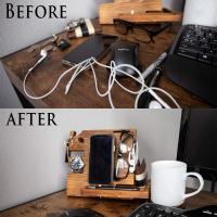 China Wooden Docking Station for Men and Nightstand Organizer - Holds Phone Keys Watch Wallet Ring Pen Glasses  Ring for sale