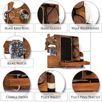 China Wooden Docking Station for Men and Nightstand Organizer - Holds Phone Keys Watch Wallet Ring Pen Glasses  Ring for sale