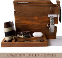 China Wooden Docking Station for Men and Nightstand Organizer - Holds Phone Keys Watch Wallet Ring Pen Glasses  Ring for sale