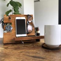 China Wooden Docking Station for Men and Nightstand Organizer - Holds Phone Keys Watch Wallet Ring Pen Glasses  Ring for sale