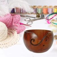 China Handmade Wooden Bowl Storage Crochet Knitted Yarn Bowl With Hole for sale
