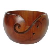 China Handmade Wooden Bowl Storage Crochet Knitted Yarn Bowl With Hole for sale
