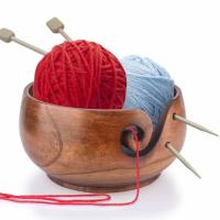 China Handmade Wooden Bowl Storage Crochet Knitted Yarn Bowl With Hole for sale