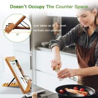 China Bamboo Book Stand Cookbook Holder Desk Reading Foldable and Portable Kitchen Wooden Cooking Bookstand for sale