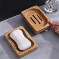 China Varnished Bathroom Items Bamboo Soap Dish Bathroom Kitchen Shower Soap Saver for sale