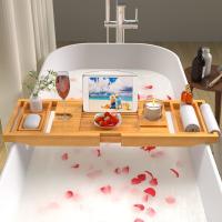 China High Quality Bath Caddy Tray for Bathtub - Adjustable Bamboo Tray for Expandable Bathroom Accessories for sale