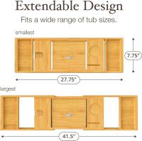 China High Quality Bath Caddy Tray for Bathtub - Adjustable Bamboo Tray for Expandable Bathroom Accessories for sale