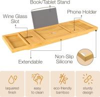 China High Quality Bath Caddy Tray for Bathtub - Adjustable Bamboo Tray for Expandable Bathroom Accessories for sale