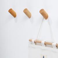 China Natural Wood Wall Mounted Coat Hooks Set of 4 for sale