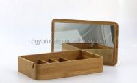 China Wooden Bamboo Stash Box With Mirror Customized Jewellery Organiser Box for sale