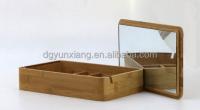 China Wooden Bamboo Stash Box With Mirror Customized Jewellery Organiser Box for sale