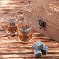 China Wood Granite Cocktail Box Kit Crystal Whiskey Glasses And Stones for sale
