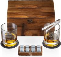 China Gift Cocktail Box Kit For Men UV Printing Whiskey Stone And Glass Set for sale