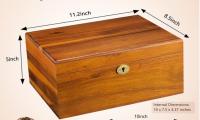 China Large Premium  Wooden Box  Smooth stash Box with Hinged Lid Wooden Box with Lock and Key for sale