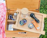 China bamboo Stash Box with Rolling Tray for Herbs and Accessories Store Grinders Papers Portable Organizer with Dividers for sale