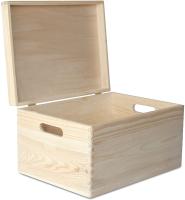 China Large Wooden Box Storage Chest Wood Unpainted Keepsake Box with Lid and Handles to Decorate with Documents, Toy, Valuables &Tool for sale