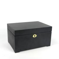 China Simply Logo Printed Wooden Packaging Box Black Personalized Jewelry Box for sale
