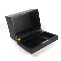 China Simply Logo Printed Wooden Packaging Box Black Personalized Jewelry Box for sale