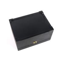 China Simply Logo Printed Wooden Packaging Box Black Personalized Jewelry Box for sale