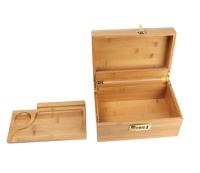 China Premium Durable Portable Two-layer Bamboo Wooden Storage Box With Lock For Packaging Gift Boxes for sale
